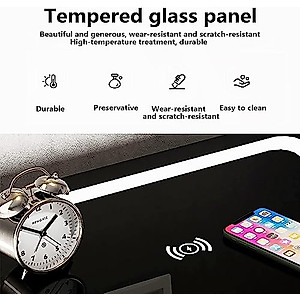 BKEKM Nightstands Smart Nightstand Wireless Charging Station End Table 2 USB Ports Bedside Table 3 Colors Adjustable LED Bedside Cabinet Well Made