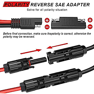 Solar Panel Extension Cable,10AWG SAE PV Extension Cable to Solar Panels with SAE to SAE Polarity Reverse Adapters, 11.81inch (LUSZDDBAOLU-216201)