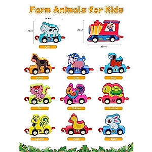 ZRCCOX Wooden Farm Animals Train Set Toy for 2 3 4 Year Old Girls and Boys Birthday Gifts Montessori Toddlers Toys for Ages 2-4 Boy Toy Train Learning Educational Toys for Kids 1-2-4