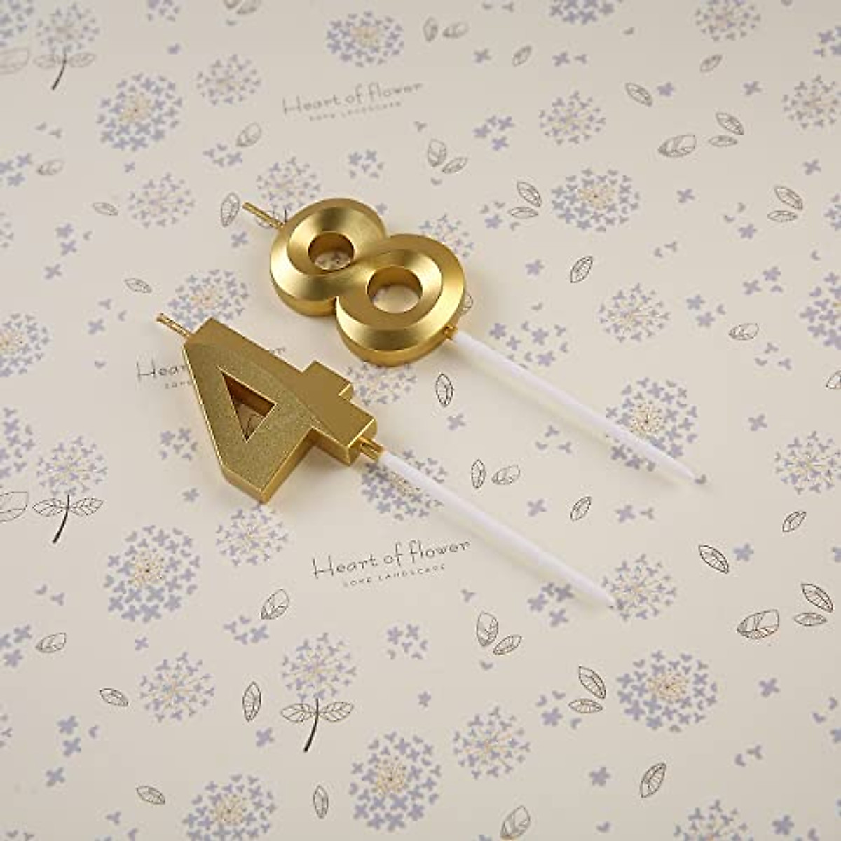 Gold 48th & 84th Birthday Candles,Gold Number 48 84 Cake Topper for Birthday Decorations Party Decoration