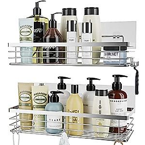 Orimade 2-Pack Adhesive Shower Caddy bundle with 2-Pack Shower Organizer