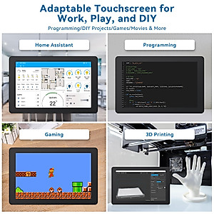 SunFounder Latest 10 Inch DIY Touch Screen for Raspberry Pi 5, IPS HD 1280x800 LCD, HDMI, DC 12V/5A, Output 5V/5A, 10-Point Touch, No Driver, Dual Speakers, 16:10, Compatible with RPi 5/4/3/Zero 2W