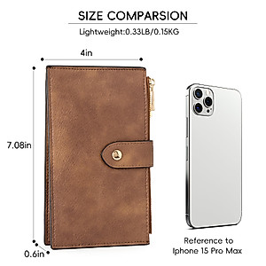 CLUCI Women's Wallet Leather Slim Wallet for Women RFID Blocking with Multi Credit Card Holder Zipper Pocket