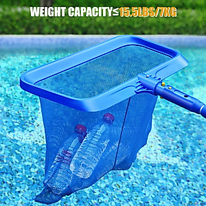 SORSWEET Pool Rake, Heavy Duty 17" Leaf Skimmer Net, Including EZ-Clip, Deep Bag Catcher, Pool Net for Cleaning Pool, Fits Standard 1-1/4" Pole, Pole Not Included