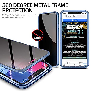 ESTPEAK Compatible with iPhone 12 Mini Magnetic Case,Anti Peep Magnetic Double-Sided Privacy Screen Protector Clear Back Metal Bumper Anti-Peep Phone Cases Cover Compatible with iPhone 12 Mini