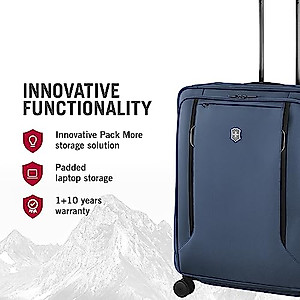 Victorinox Werks Traveler 6.0 Softside Spinner Luggage, Blue, Checked-Large (27") (605412)