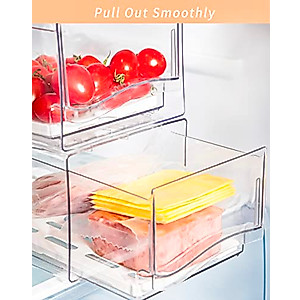 Ornafort 2Pack Fridge Organizer Bins with Pull Out Drawer Stackable Refrigerator Drawers Set for Save Vertical Space, Clear Cabinet Organizers for Kitchen Pantry Bedroom Office Closet Produce Storage