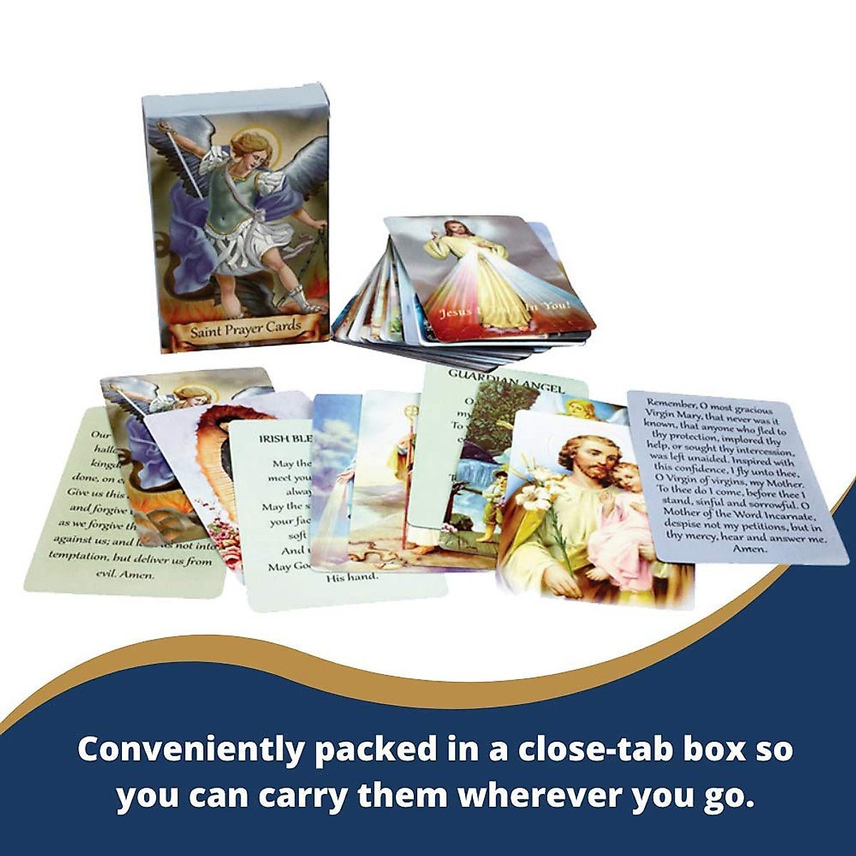Pack of 54 Assorted Holy Cards with Catholic Saints and Prayers