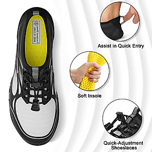 Water Shoes for Men Women River Shoes Adult Swim Beach Lake Pool Aqua Socks Barefoot Quick Dry for Hiking Surfing Kayaking Cruise Ship Essentials Size Women 12 / Men 10.5(Black White)
