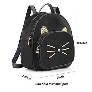 XMRSOY Teen Girls Cute Cat Velvet Backpack Daypack Portable Shoulder Bag,Small