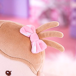 Onetoo Plush Rag Doll Sleeping Cuddle Buddy Doll Soft Baby Doll for Girls First Baby Doll Wear Pink Skirt Dress 14"（Milly Series）