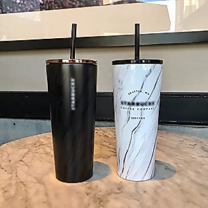 ALINK 12 Reusable Black Straws + 12 Clear Glitter Straws