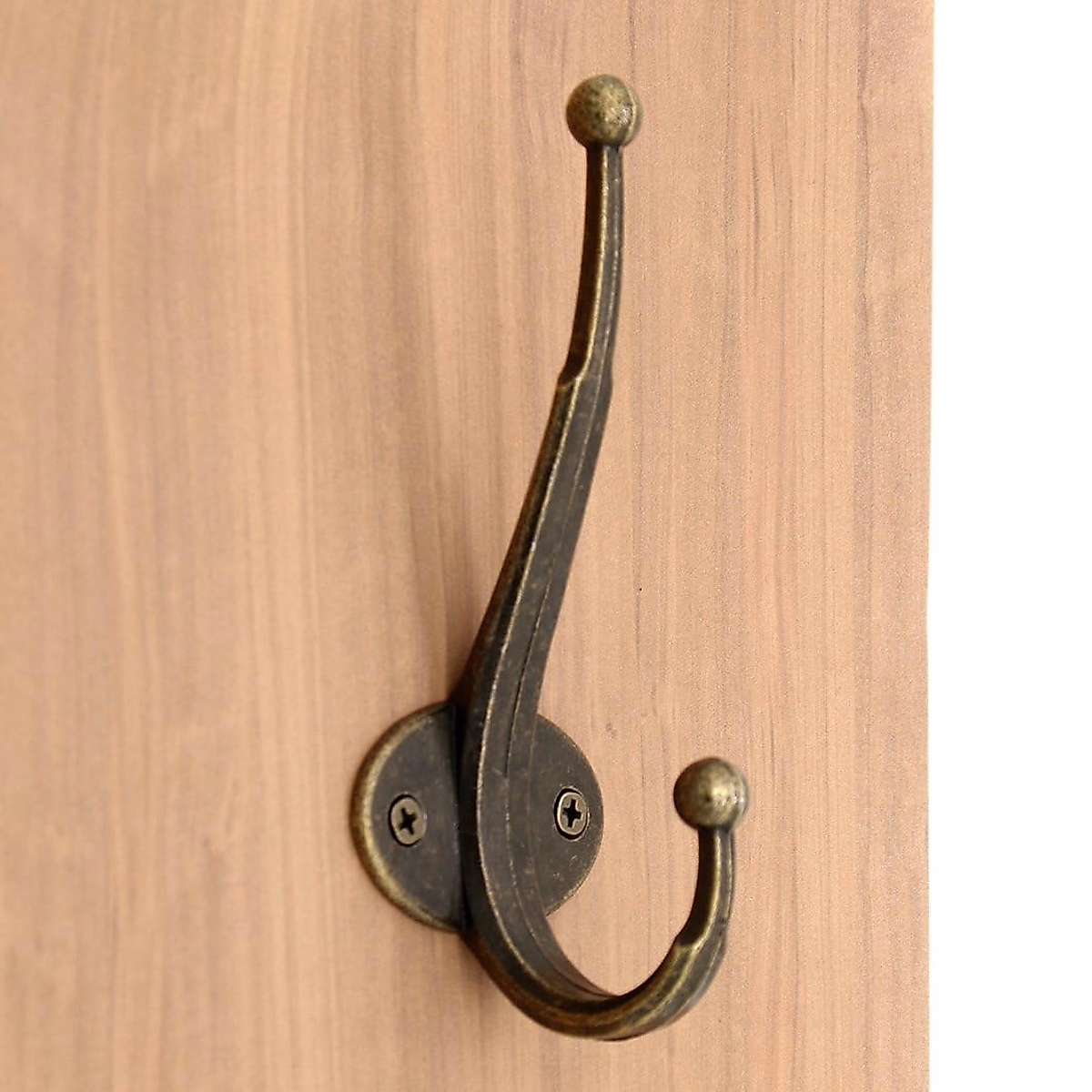 LXZ 4 PCs Antique Brass Wall Mounted Hooks - Wall Hooks - Hat Hangers Robe Hooks, Height 4.8-in (12 cm)