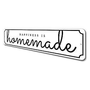 Happiness is Homemade Kitchen Sign, Home Decor, Kitchen Decorative Aluminum Sign - 4 x 18 inches