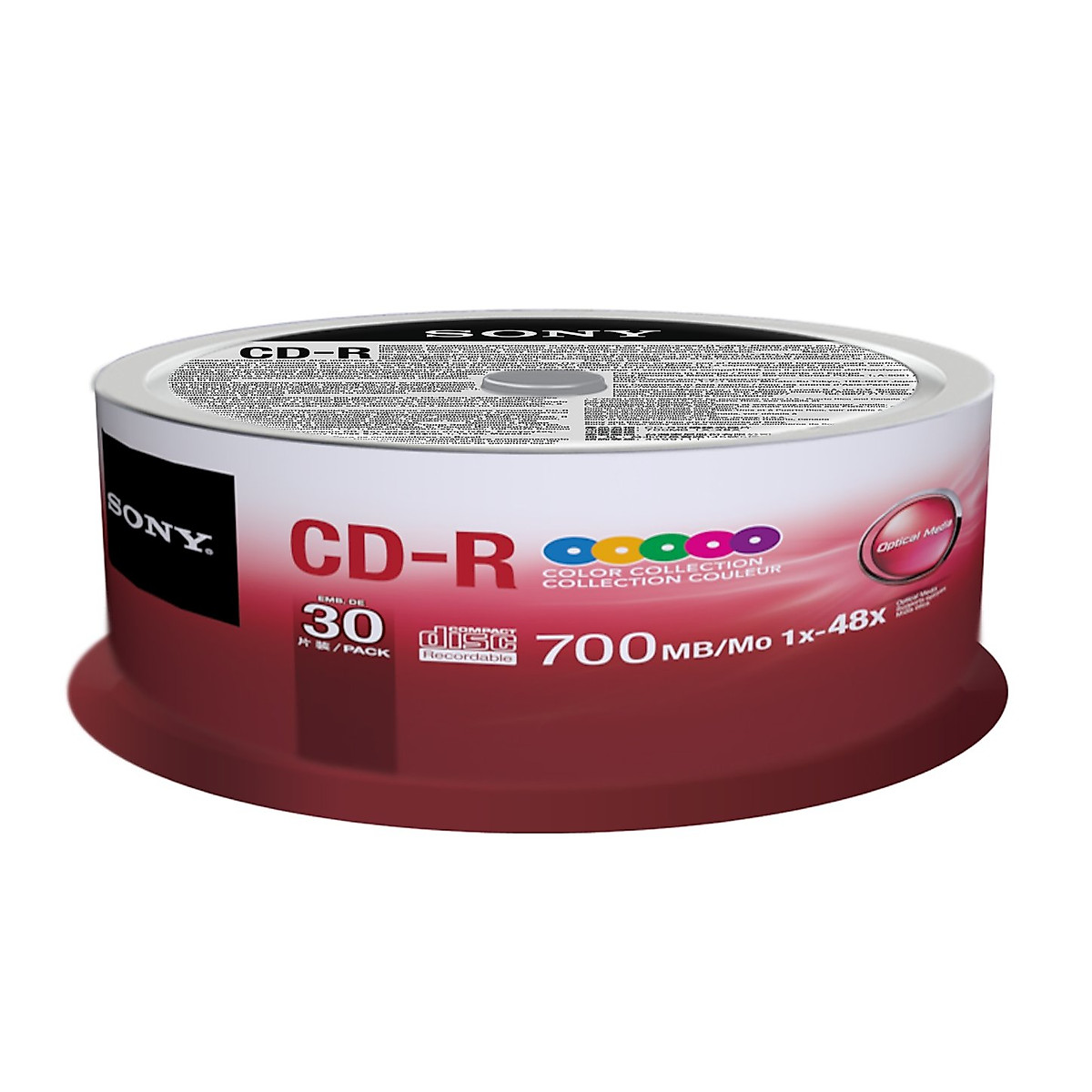 Sony 30CDQ80XP CD-R 48X 80 min/700MB Color Spindle Compact Disc, 30-Pack