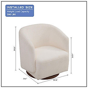 LyuHome 29.53" Modern Curved Sofa Couch, Round Swivel Accent Sofa Chair Upholstered Small Cream Couch Boucle Chair for Living Room Bedroom Apartment (Beige)