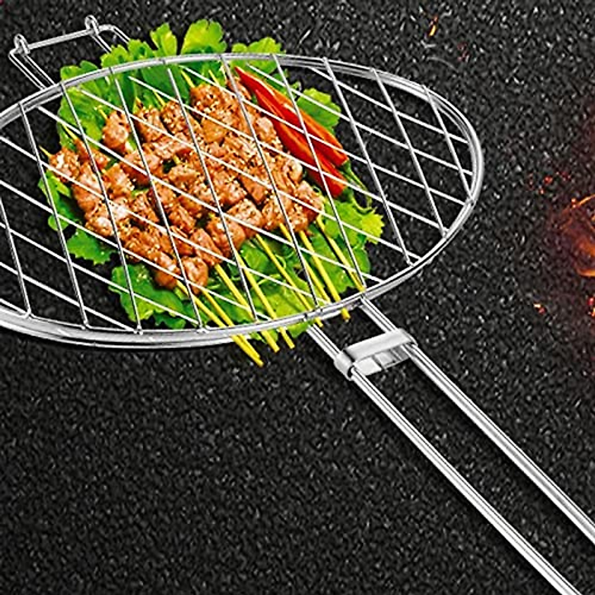 JAHH 1PC Stainless Steel Barbecue BBQ Grill Basket Double Fish Grilling Basket for Outdoor Cooking