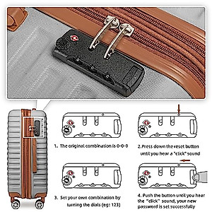 LARVENDER Luggage Sets 4 Piece, Expandable(Only 24"&28") ABS Suitcase with 360° Spinner Wheels, Durable Luggage Sets Clearance Carry On Luggage Suitcase Set For Women Men, Grey