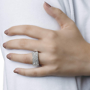 White Gold 3.0mm Moissanite by Charles & Colvard Round Three-Row Band Size 7 3.00cttw DEW