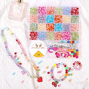 710PCS Glass Beads for Bracelet Making Kit Crystal Beads with Accessories, 8mm Glass Beads for Jewelry Making, Art Round Gemstone Bead DIY for Beading Necklace Adults Beginners