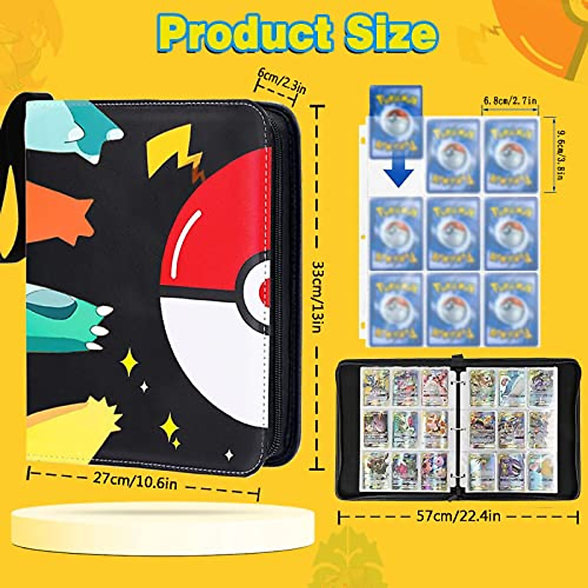 Balmado Trading Card Binder Card Holder - Binders for Cards Fit 900 Cards with 50 Removable Card Sleeves Binder Sheets, Double-sided 9 Pocket Football Card Binder for Standard Size Card Collection