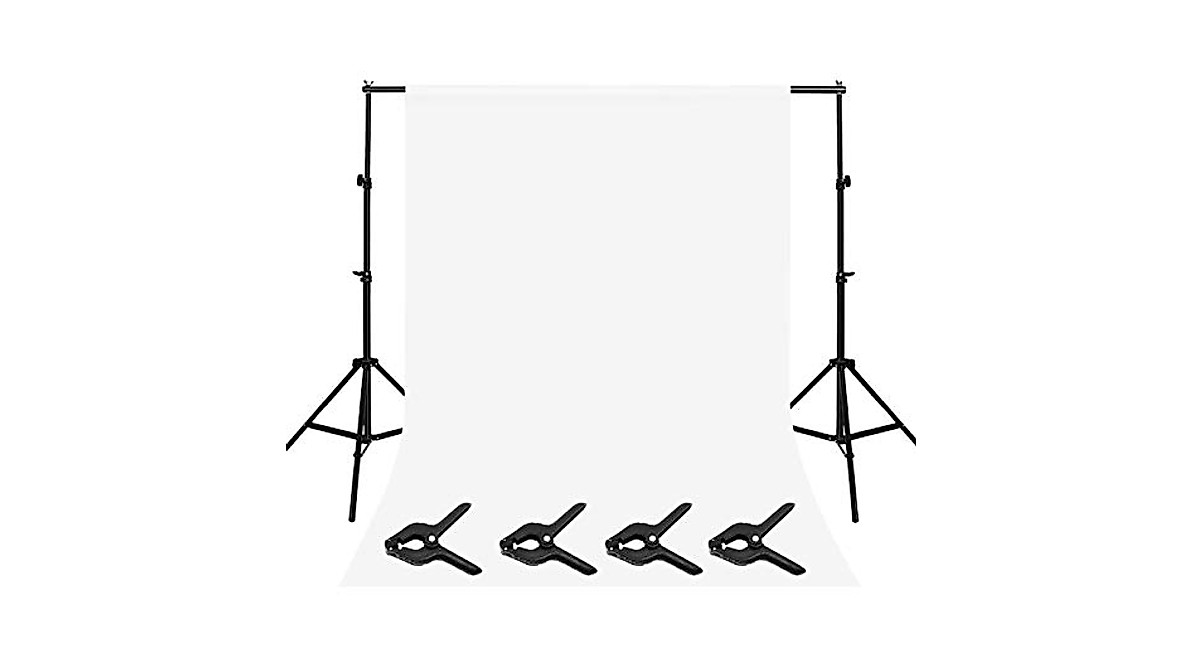 White Photography Backdrop with Stand – 6x9ft Seamless & Portable