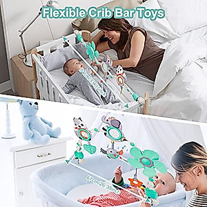 Baby Stroller Arch Toy: Baby Crib Mobile Musical Animal Toys, Foldable Travel Car Seat Toy Activity Arch for Bouncers Pram, Newborn Sensory Toy 0-24 Months Infant Boys Girls Sleep, Elephant