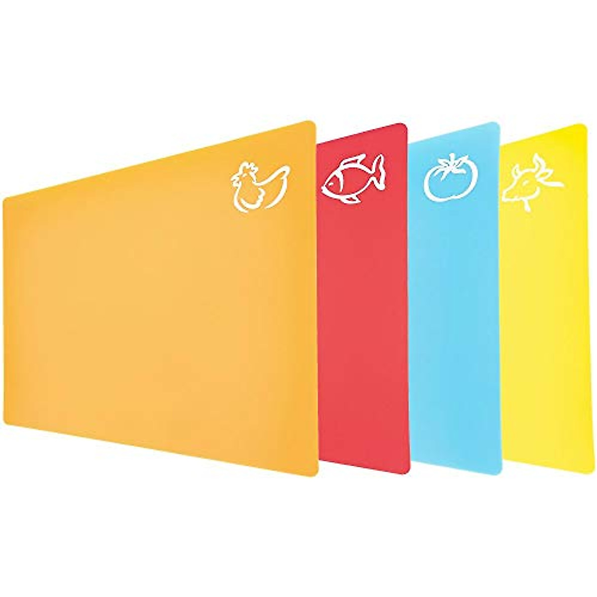 Multicolored Cutting Boards, Set of 4 - Southern Homewares - Durable Flexible Plastic Kitchen Food Prep Mats