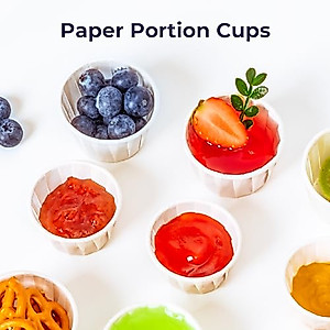 Fit Meal Prep [500 Pack] 2 oz Treated Paper Souffle Portion Cups for Condiments Samples Measuring Jello Shots Sauce Disposable Cup - White