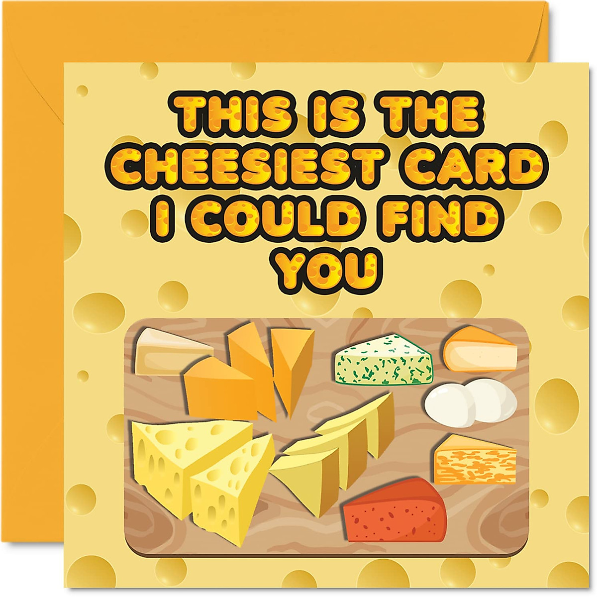 Funny Birthday Cards for Men Women - Cheesy Cheesiest Card - Joke Birthday Card for Dad Mom Brother Sister Daughter Son Grandpa Grandma, 5.7 x 5.7 Inch Joke Humor Bday Greeting Cards