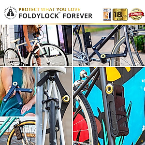 FoldyLock Forever Folding Bike Lock - Patented Sleek High Security Sold Secure Gold Bicycle Lock - Heavy Duty Anti Theft Smart Guard with Keys - 90cm