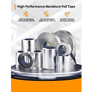 Aluminum Foil Tape,2 inch x 22 Yards-66FT (3.9 mil), Duct Tape, Heat Resistant, Insulation Tape for HVAC, Metal Repair, Heavy Duty Tape for Ductwork, Dryer Vent (22YD Silver)