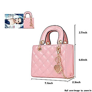 Qiayime Purses and quilted Handbags for Women Patent Leather Chain Satchel Shoulder Messenger Tote Bags Pink
