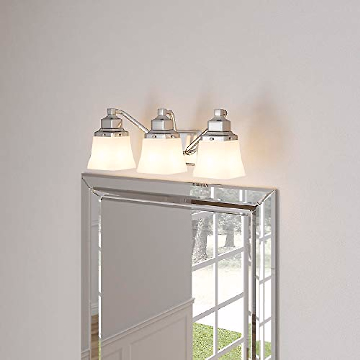 Hampton Bay 3-Light Chrome Vanity Light with Etched Glass Shades