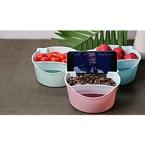 JOONOR 2 Pack Double Dish Bowl and Snack Serving Bowl for Peanuts Pistachios Cherries Edamame Fruits Candy,Double Layer Drain Tray,Green/White and Blue/White