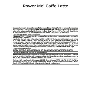 VIVRI Power Me! Caffe Latte | Natural Energy drink coffee | 30 Servings | With Green Tea, Yerba Mate, Guarana, Vitamins B12, B6, stevia, B Complex & Niacin tea | Add Water, Shake, & Enjoy