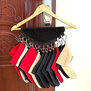 G GENLEAS 2 Pack 12 Hat Organizer Hook Loop Tape Cap Stainless Steel Organizer Hanger, Folding Clothes Hangers Foldable Clothes Drying Rack for Travel Circle Shape