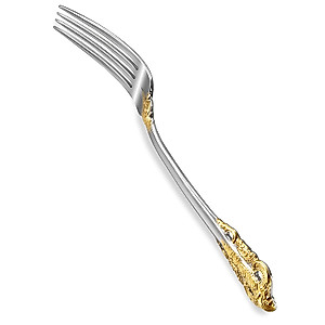 KEAWELL Luxury Dinner Fork, Set of 4, 18/10 Stainless Steel, 8 Inches, Dishwasher Safe, Mirror Polished, Silverware Fork Set (Gold Accent)