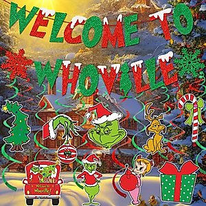 Welcome to Whoville Banner Whoville Christmas Decorations Christmas Whoville Decorations Green Christmas Decorations The Christmas Decor Christmas Party Supplies