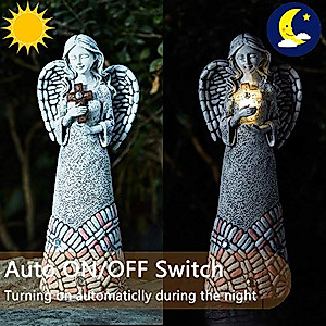 Yiosax Garden Angel Statues Outdoor Decor - Moonrays Solar Angel Figurines Lights Angel Décor for Home，Patio, Yard Art, Memorial & Blessing Gifts,Garden Gifts for Grandma（10.24inch）