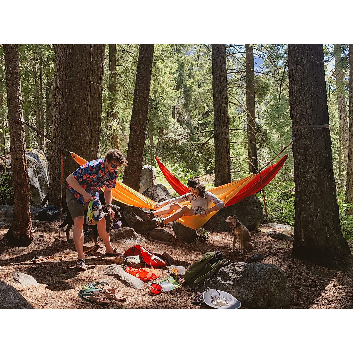 KAMMOK: Roo Double Hammock | Made from Strong & 100% Recycled Water Resistant Ripstop Fabric | Comfortable, Packable, Lightweight (Lifetime Adventure Grade Warranty), Midnight Blue
