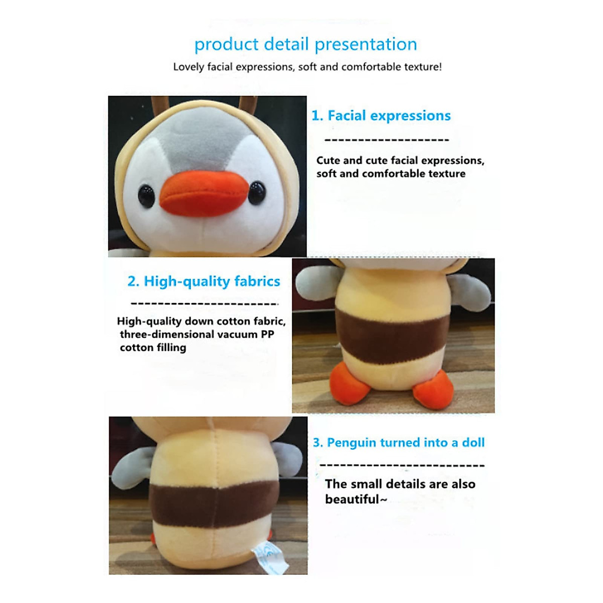 Slewed Penguin Plush Toy, Cute Penguin Plush Stuffed Animal Plush Doll 10 inch Christmas Birthday Gift for Boys and Girls (Bee)