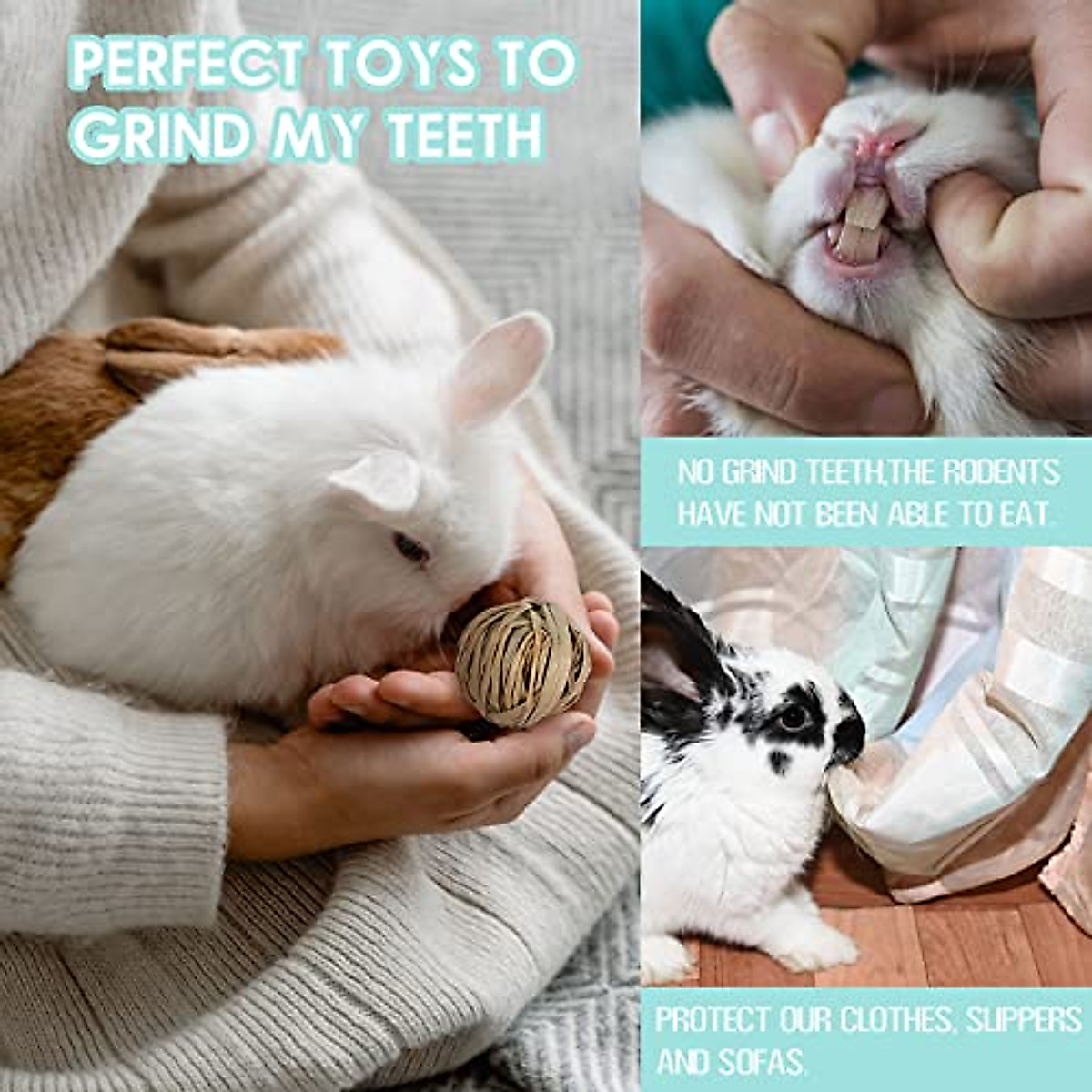 Cathpetic Perfect Rabbit Chew Toys - Guinea Pig Toys Natural Timothy Hay Chinchilla Toys, 100% Hand Made Rabbit Treats Apple and Wood Sweet Bamboo, Small Animal Chew Treat for Rodents Teeth Care