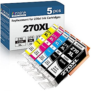 Ankink Compatible Canon Ink Cartridge PGI-270XL&CLI-271XL use PIXMA MG5720 MG6821 MG7720 TS6020 TS8020 TS9020 Printer 270 271 XL Combo Pack(PGI-270:PGBK,CLI-271:Black,Cyan,Magenta,Yellow)