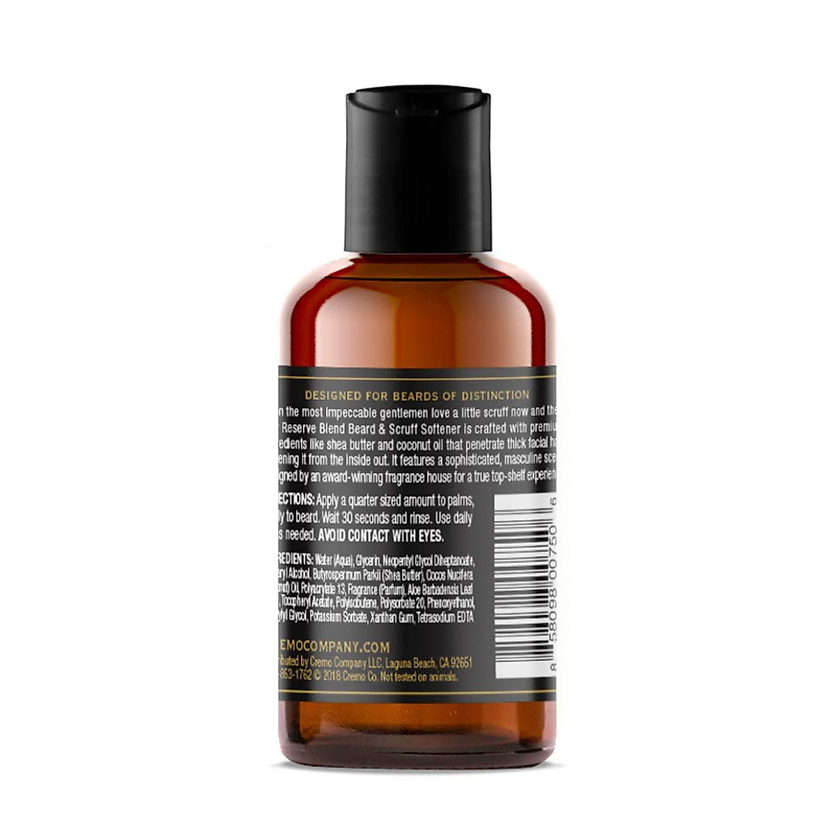 Cremo Reserve Blend Beard Scruff Softener Softens and Conditions Coarse Facial Hair Of All Lengths In Just 30 Seconds - Black, 4 Fl Oz