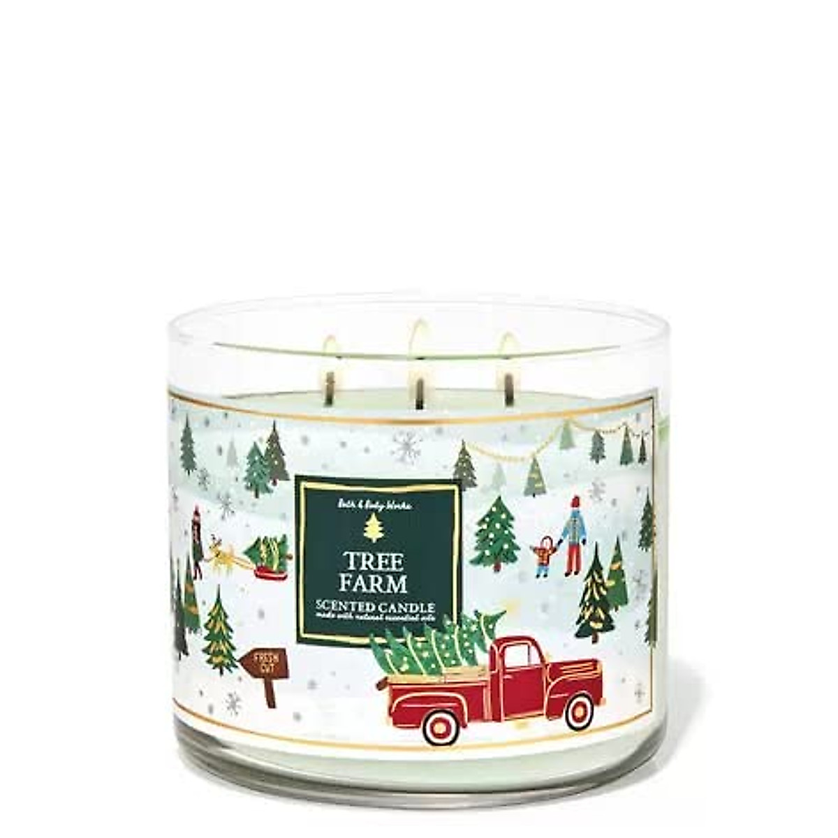 Bath & Body Works, White Barn 3-Wick Candle w/Essential Oils - 14.5 oz - 2021 Christmas & Winter Scents! (Tree Farm )