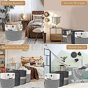 DS HappyLiving Blanket Holder Living Room XXL (Set of 2) 18x18 Basket 100% Natural Cotton Blanket Basket Living Room Blanket Storage