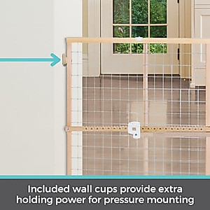 Toddleroo by North States Quick Fit Wire Mesh Wooden Baby Gate: 29.5"- 50" Wide. Pressure Mounted Baby Gate for Doorway. Tension Lever For Quick Custom Fit. (31" Tall, Sustainable Hardwood)