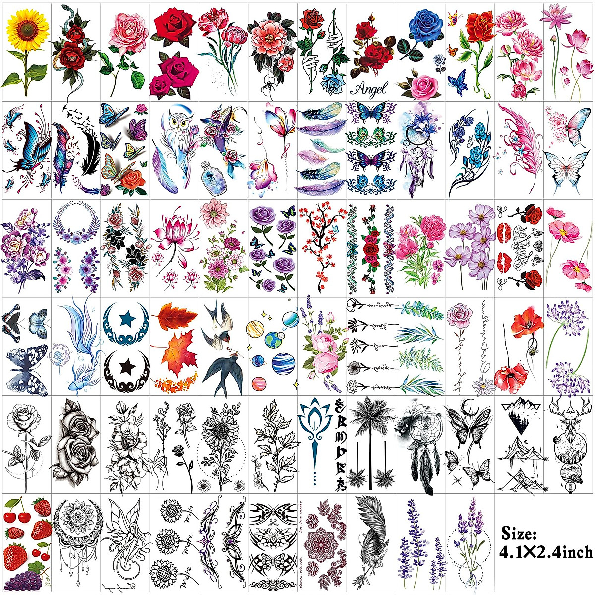 82 Sheets Temporary Tattoos for Women & Kids | Water-Resistant & Easy ...