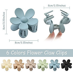 6PCS Matte Flower Hair Clips, Large Claw Clips For Women Thick Hair, Big Cute Dasiy Hair Clips, Non Slip Strong Hold For Women Thin Hair, Hair Accessories For Women Girls Gifts, 6 Colors